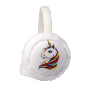 Flammi Kids Winter Earmuffs Unicorn Warm Faux Fur Ear Warmers for Boys Girls