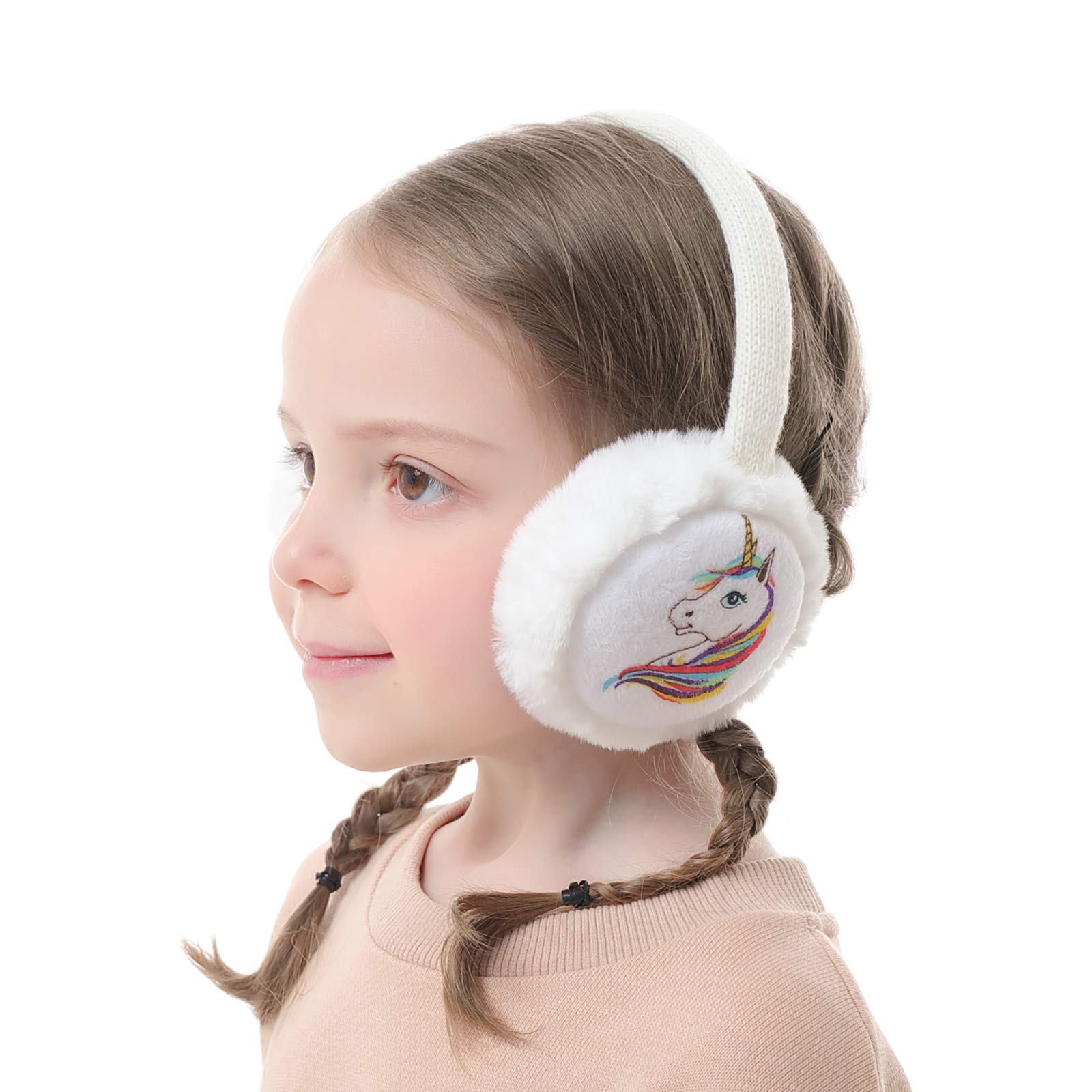 Flammi Kids Winter Earmuffs Unicorn Warm Faux Fur Ear Warmers for Boys Girls