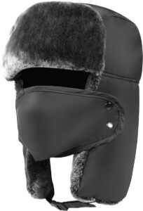 trapper hat winter hats for men trooper hunting ski hat women ushanka ear flap windproof black