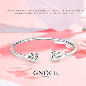 GNOCE "Fall in Love 925 Sterling Silver Bangle Double Knot Design Basic Bracelet for Women (6.7)