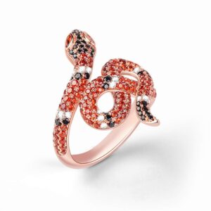 GNOCE Snake Ring 925 Sterling Silver Power and Rebirth Fashion Snake Rings 18k Rose Gold With Cubic Zirconia Jewelry Accessories For Women Girls (8)