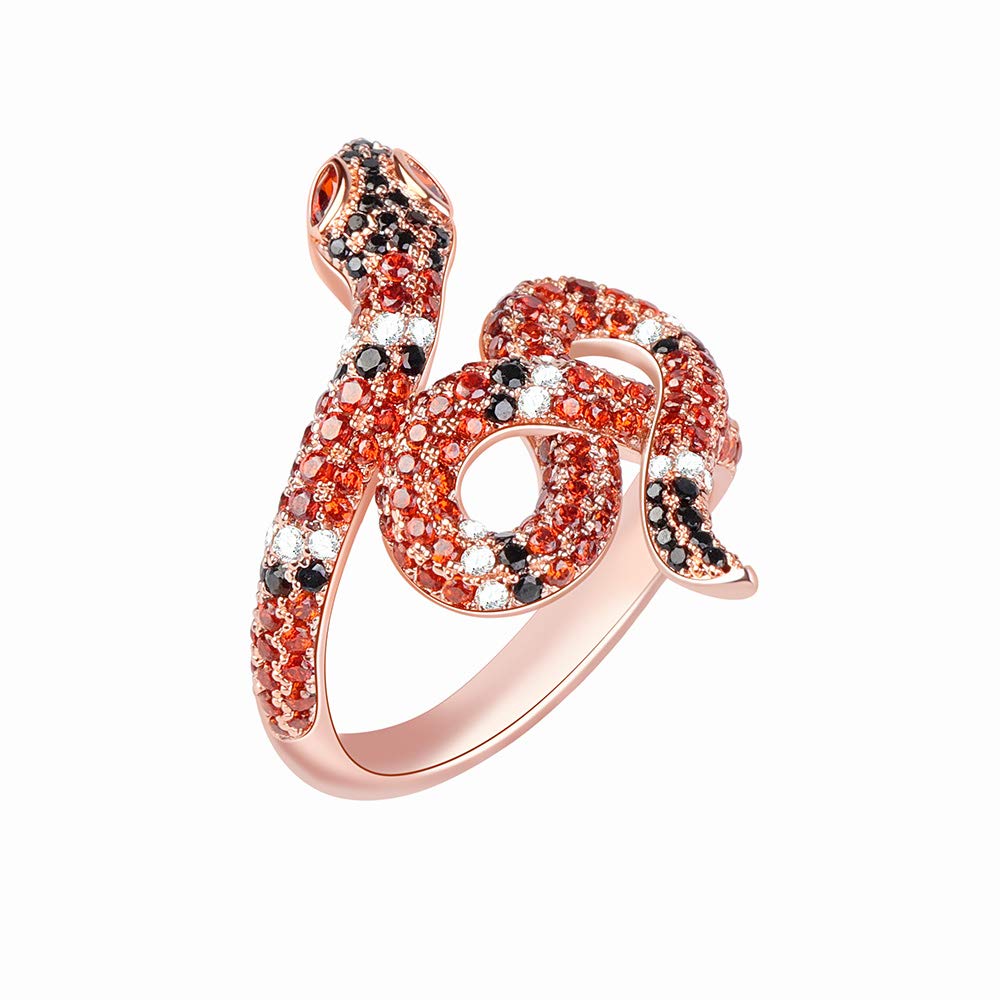 GNOCE Snake Ring 925 Sterling Silver Power and Rebirth Fashion Snake Rings 18k Rose Gold With Cubic Zirconia Jewelry Accessories For Women Girls (8)