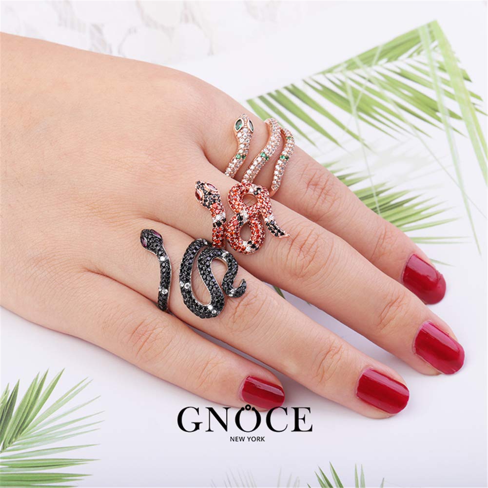 GNOCE Snake Ring 925 Sterling Silver Power and Rebirth Fashion Snake Rings 18k Rose Gold With Cubic Zirconia Jewelry Accessories For Women Girls (8)