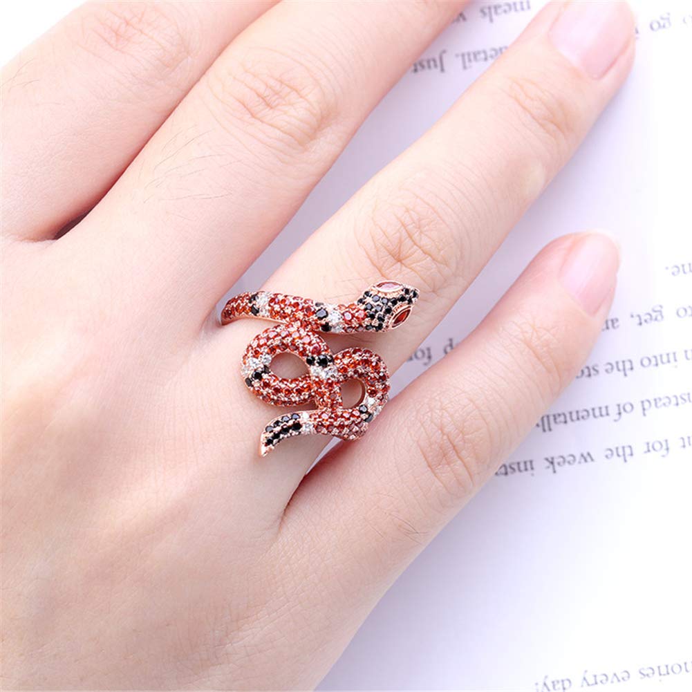 GNOCE Snake Ring 925 Sterling Silver Power and Rebirth Fashion Snake Rings 18k Rose Gold With Cubic Zirconia Jewelry Accessories For Women Girls (8)