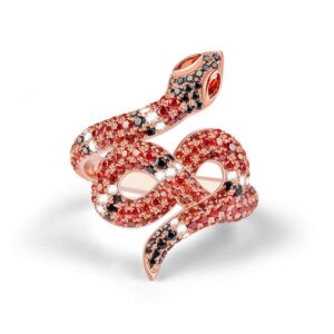 GNOCE Snake Ring 925 Sterling Silver Power and Rebirth Fashion Snake Rings 18k Rose Gold With Cubic Zirconia Jewelry Accessories For Women Girls (8)