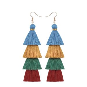 Milakoo 9 Pairs Colorful Tassel Earrings Long Layered Dangle Earrings Bohemian Drop Earrings