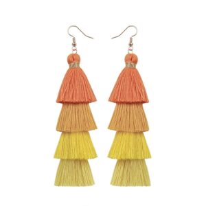 Milakoo 9 Pairs Colorful Tassel Earrings Long Layered Dangle Earrings Bohemian Drop Earrings