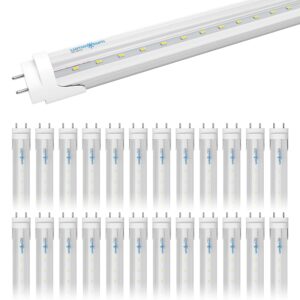 luminosum t8/t10/t12 4 foot led light tube 20w 48 inch, 40w equivalent, daylight 5000k, clear cover, dual-end powered, ballast bypass retrofit, etl listed, 25-pack