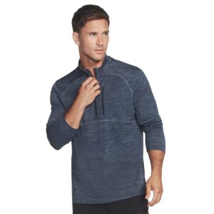 skechers men's on the road 1/4 zip, smoke blue, large