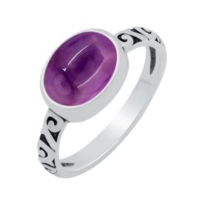 925 silver plated 3.10cts natural amethyst ring size 6 for women, purple stone february birthstone ring jewelry mother's day gifts for mom wife