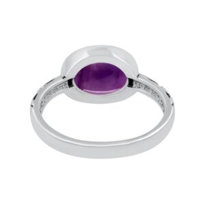 925 Silver Plated 3.10Cts Natural Amethyst Ring Size 6 For Women, Purple Stone February Birthstone Ring Jewelry Mother'S Day Gifts For Mom Wife