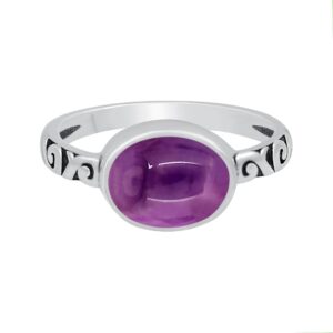 925 Silver Plated 3.10Cts Natural Amethyst Ring Size 6 For Women, Purple Stone February Birthstone Ring Jewelry Mother'S Day Gifts For Mom Wife