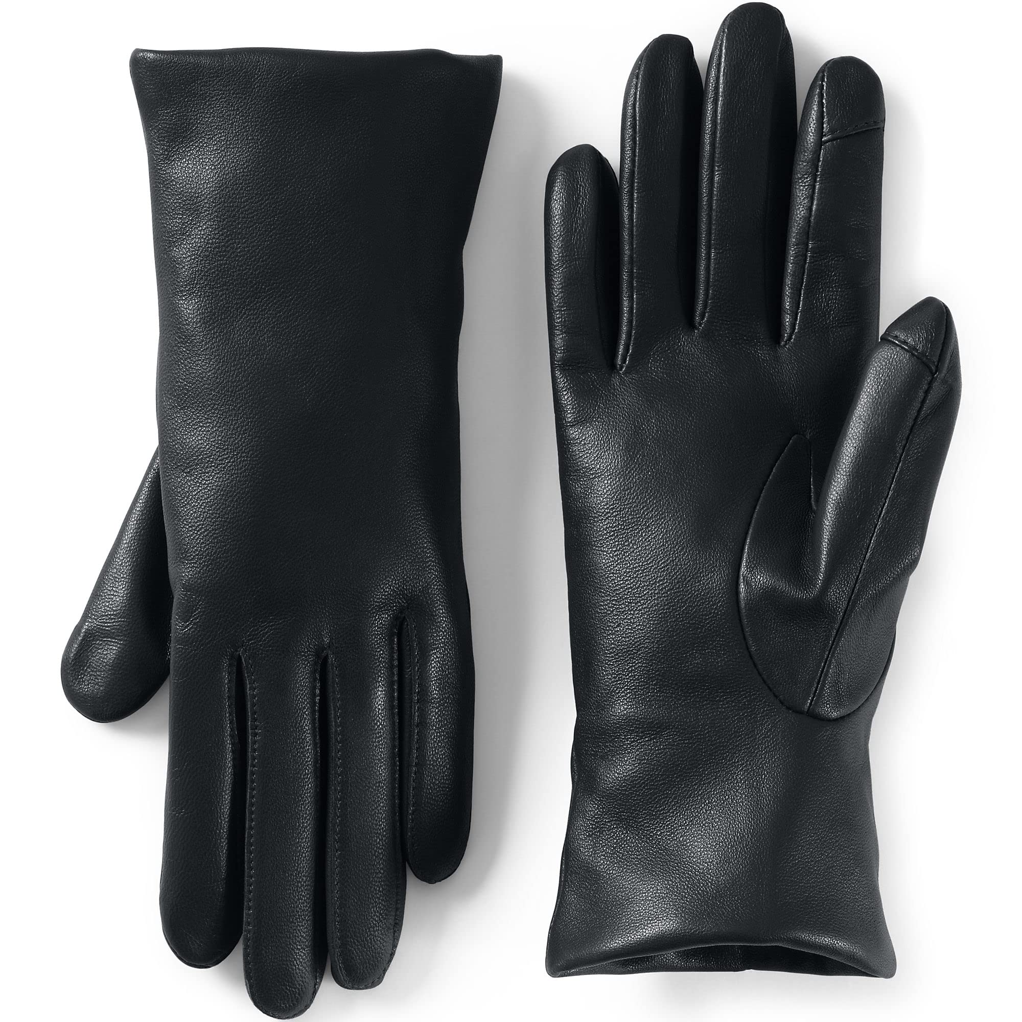 Lands' End Womens Cashmere Lined Leather Tech Gloves Black