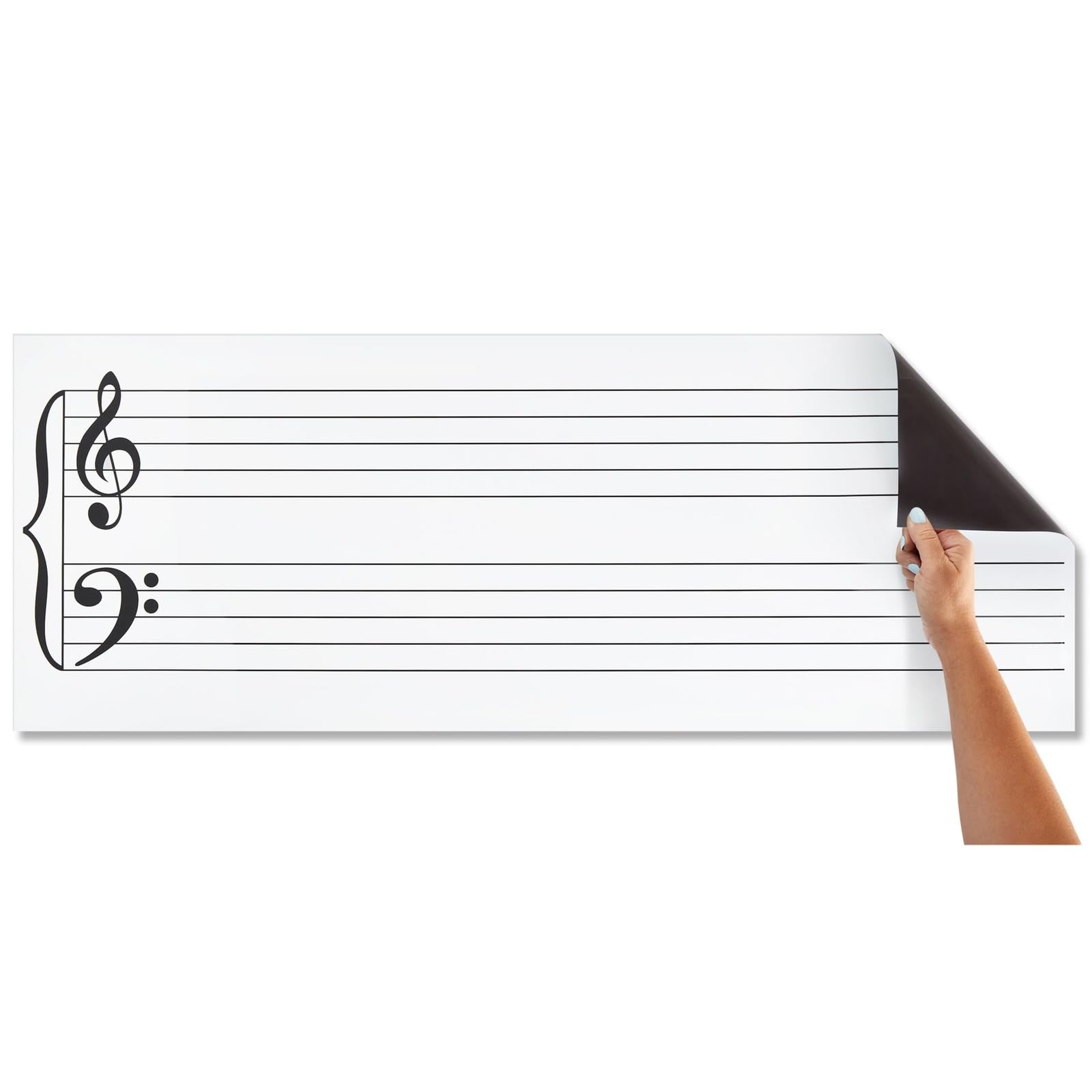 Large Dry Erase Music Staff Magnet Sheet 45.5 x 17" for Classroom Supplies, Teachers, Musicians, Students