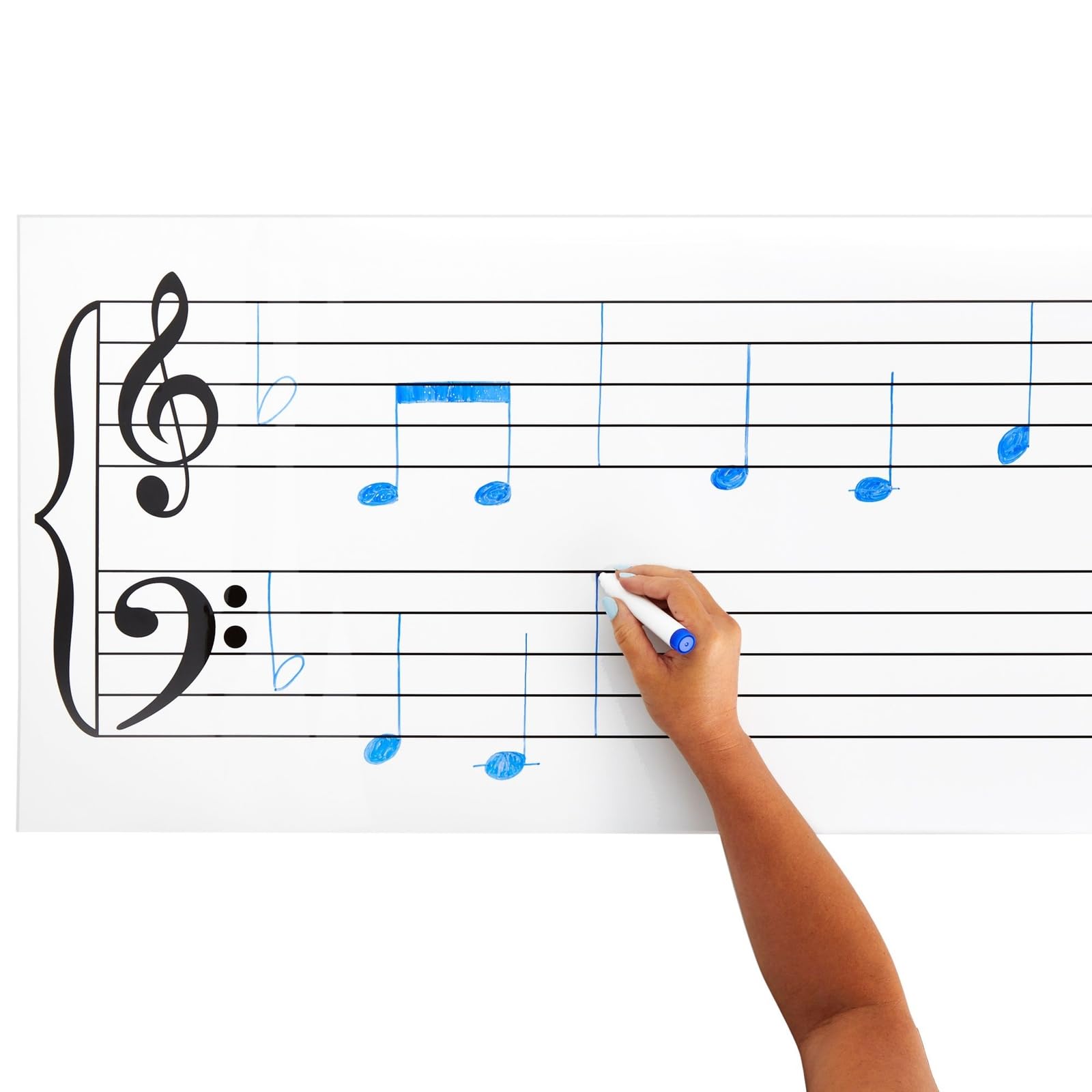 Large Dry Erase Music Staff Magnet Sheet 45.5 x 17" for Classroom Supplies, Teachers, Musicians, Students