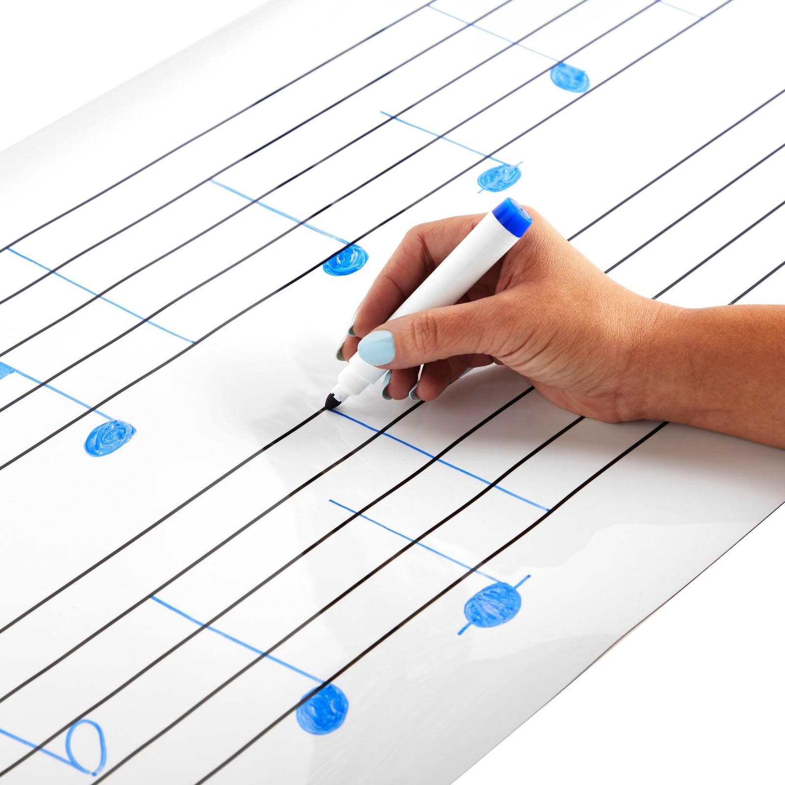 Large Dry Erase Music Staff Magnet Sheet 45.5 x 17" for Classroom Supplies, Teachers, Musicians, Students