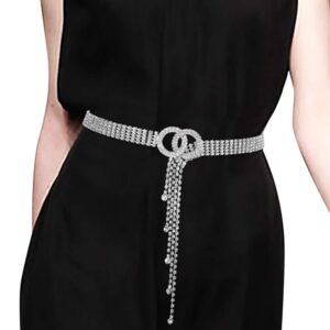 lala ikai women’s crystal rhinestone waistband belt sparkle chain with double o-ring belt