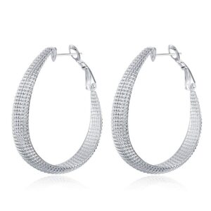 women oval big hoop earrings, silver plated fashion classic hoop drop dangle earrings jewelry gift