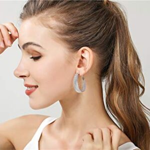 Women Oval Big Hoop Earrings, Silver Plated Fashion Classic Hoop Drop Dangle Earrings Jewelry Gift