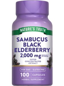 nature's truth black elderberry capsules | 100 count | super concentrated sambucus extract | non-gmo and gluten free supplement