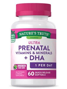 nature's truth prenatal vitamins with dha and folic acid | 60 softgels | non-gmo & gluten free supplement