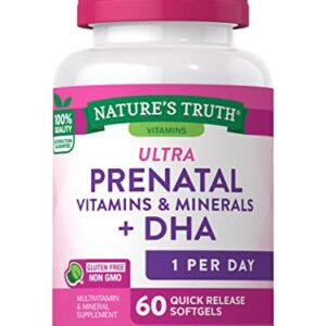 Nature's Truth Prenatal Vitamins with DHA and Folic Acid | 60 Softgels | Non-GMO & Gluten Free Supplement