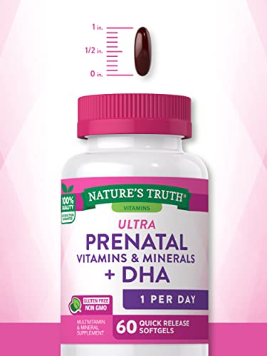 Nature's Truth Prenatal Vitamins with DHA and Folic Acid | 60 Softgels | Non-GMO & Gluten Free Supplement