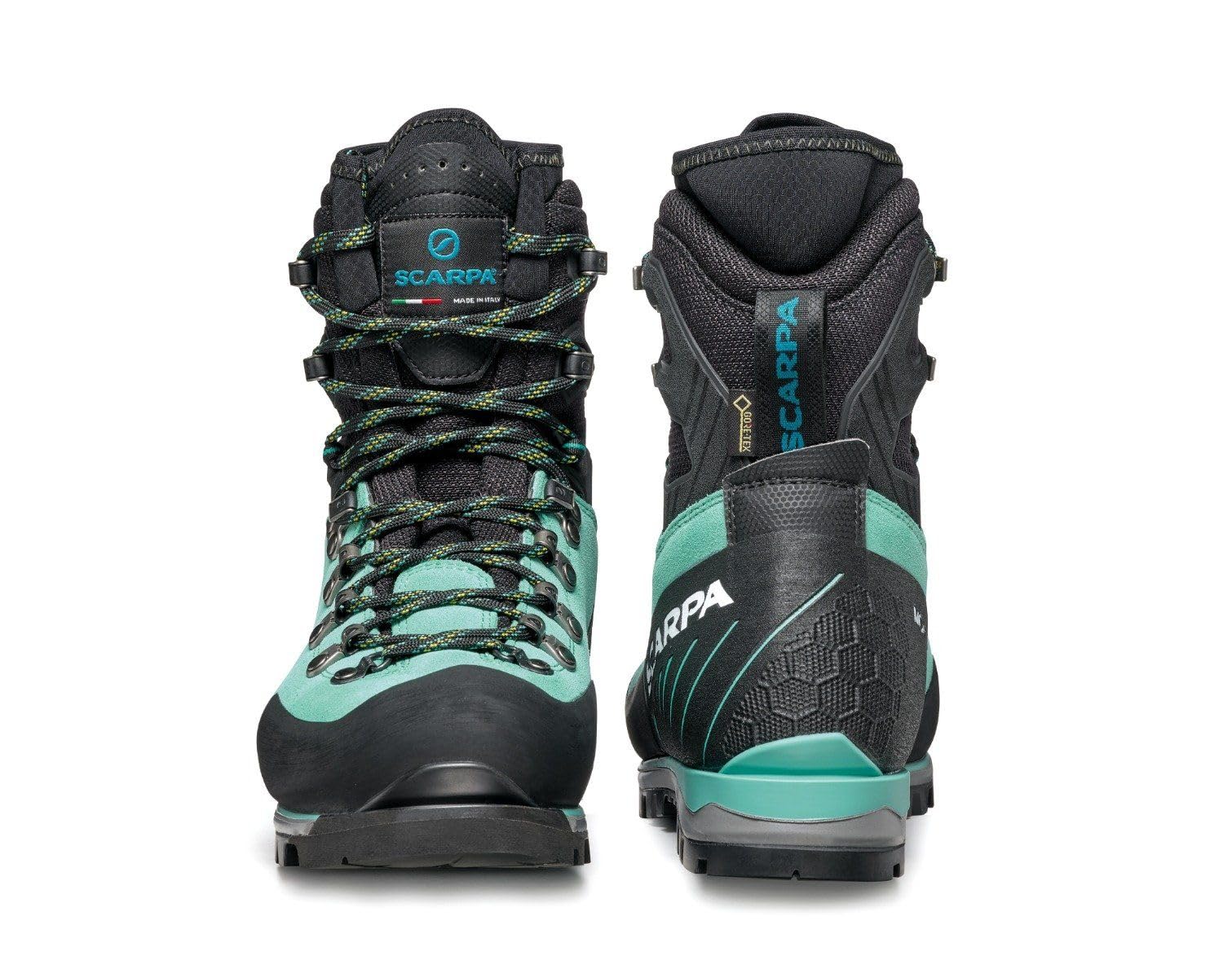 SCARPA Women's Mont Blanc Pro GTX Waterproof Gore-Tex Boots for Hiking and Mountaineering - Green Blue - 7-7.5