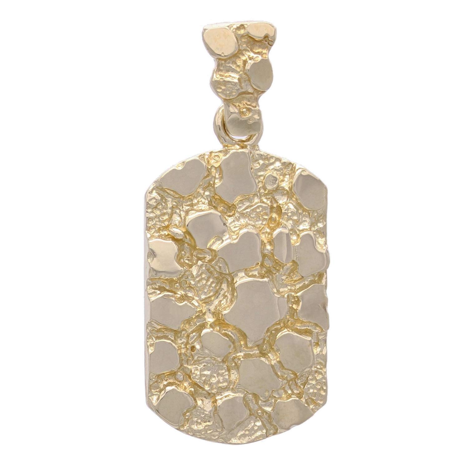 14k Yellow Gold Dog Tag Nugget Charm Pendant