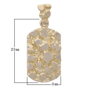 14k Yellow Gold Dog Tag Nugget Charm Pendant