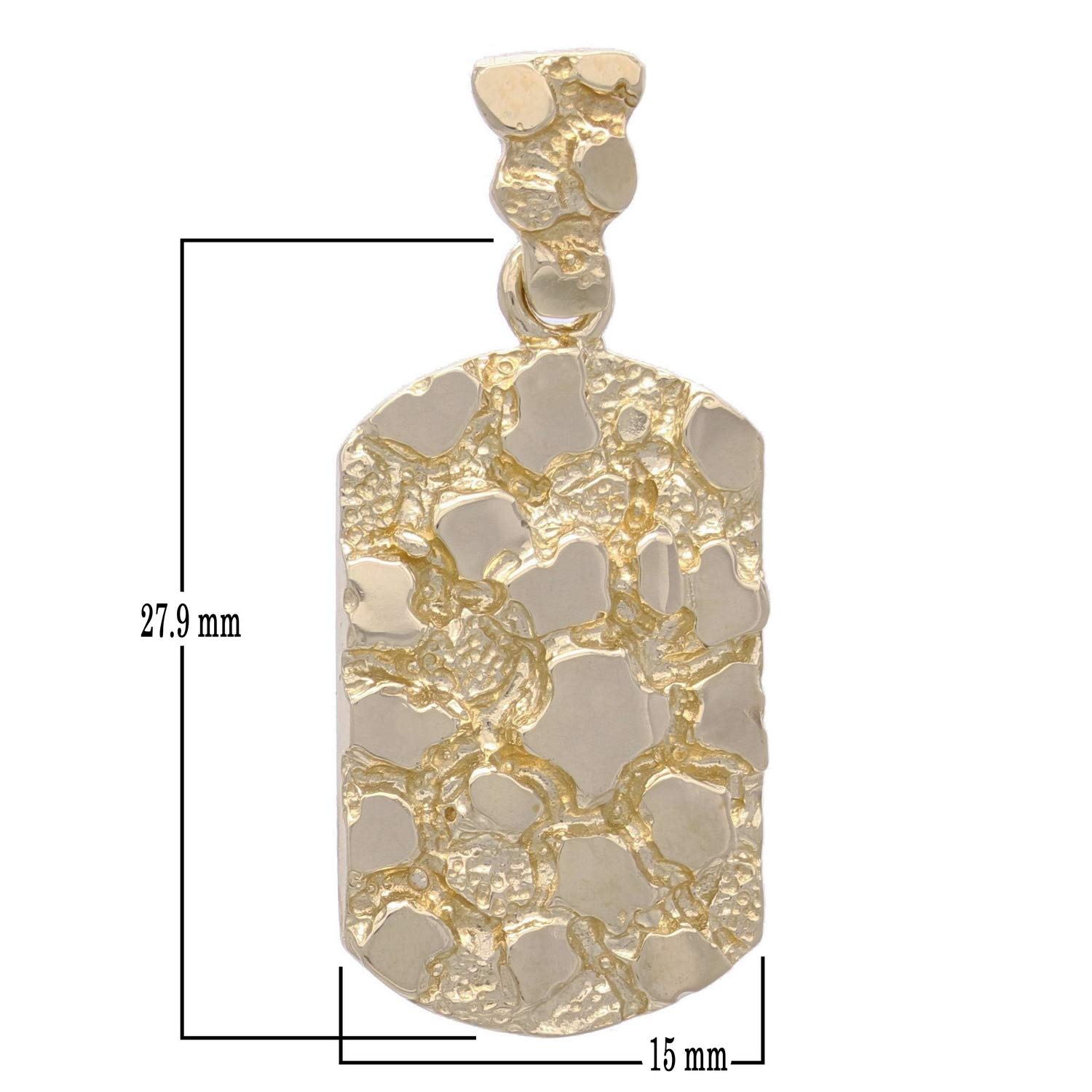 14k Yellow Gold Dog Tag Nugget Charm Pendant