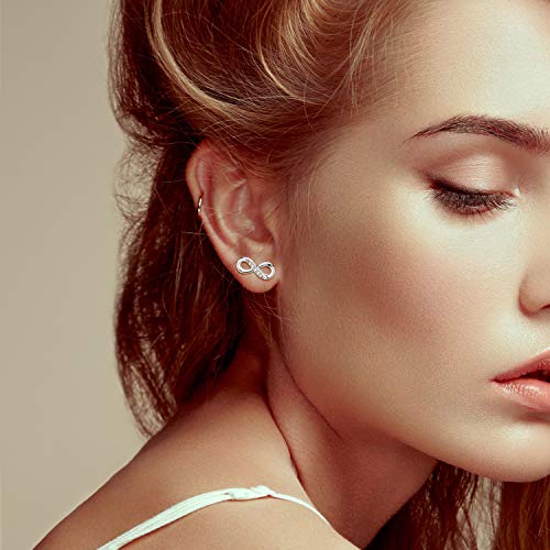 Billie Bijoux Women 925 Sterling Silver Infinity Dangle Drop Earrings Studs Infinity Love Round Cut CZ