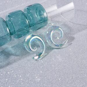 Oyaface 2 PCS Glass Ear Tapers Plugs 0G(8MM) Clear Handmade Hanger Gauges Piercing Jewelry Spiral Shaped