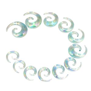 Oyaface 2 PCS Glass Ear Tapers Plugs 0G(8MM) Clear Handmade Hanger Gauges Piercing Jewelry Spiral Shaped