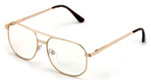 v.w.e. metal clear len glasses - big lens spring hinge square fashion gold gunmetal (gold)