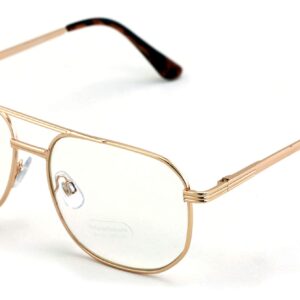 V.W.E. Metal Clear Len Glasses - Big Lens Spring Hinge Square Fashion Gold Gunmetal (Gold)