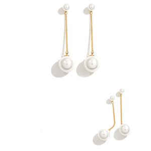 YERTTER Women Vintage Gold Pearl Statement Dangle Earrings Long Big Pearls Drop Earrings for Women