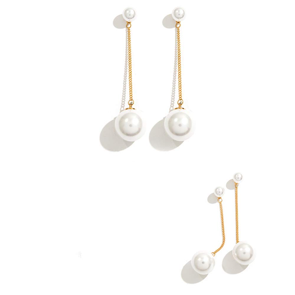 YERTTER Women Vintage Gold Pearl Statement Dangle Earrings Long Big Pearls Drop Earrings for Women