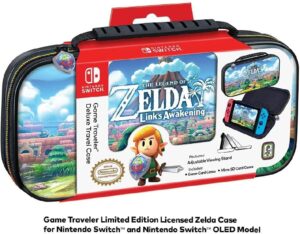 game traveler zelda nintendo switch case - switch carry case for switch oled, switch and switch lite, hard portable travel case, adjustable viewing stand & bonus game cases, deluxe carry handle