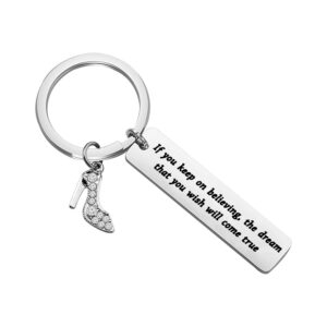 fotap if you keep on believing the dream that you wish will come true keychain cinderella princess glass slipper gift (glass slipper key)