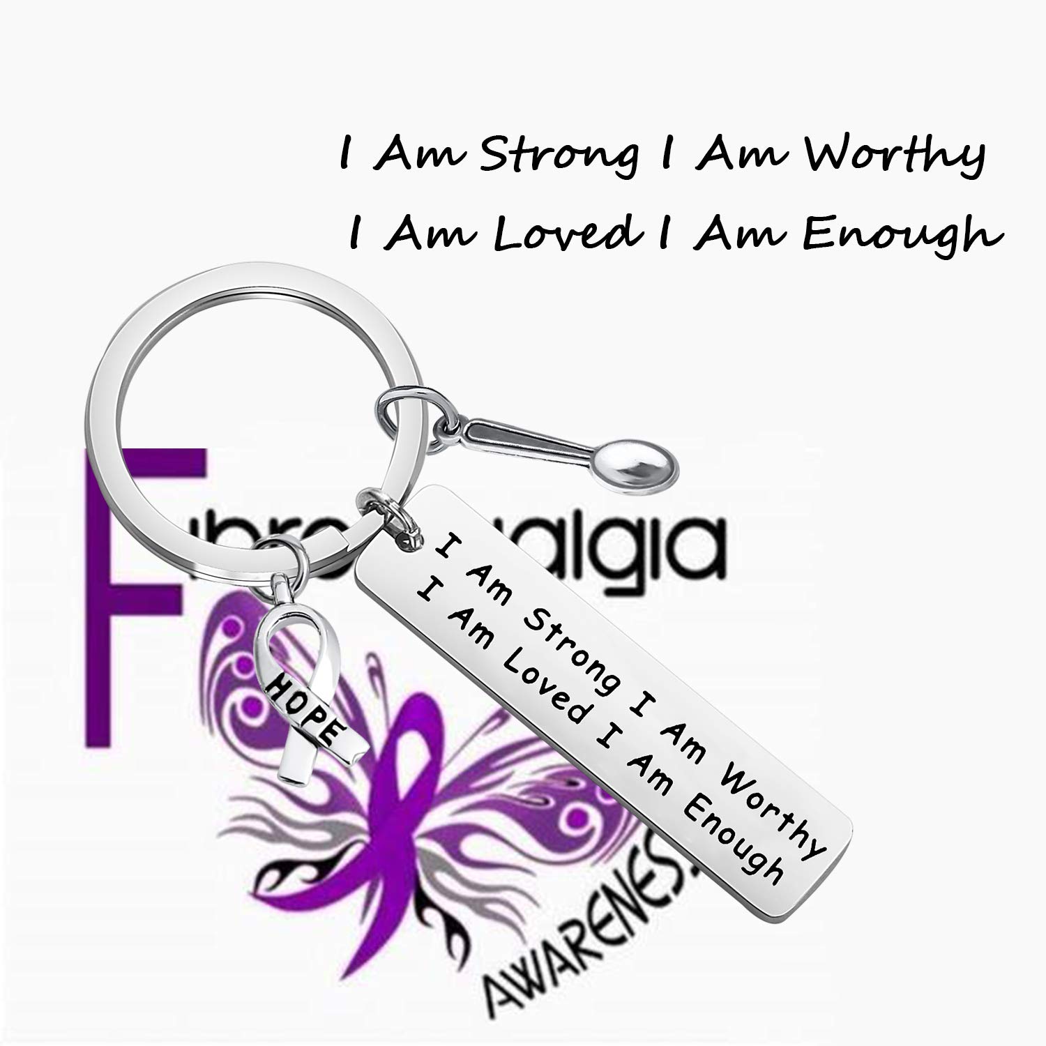 FUSTMW Spoon Theory Keychain Spoonie Gift Fibromyalgia Awareness Gifts