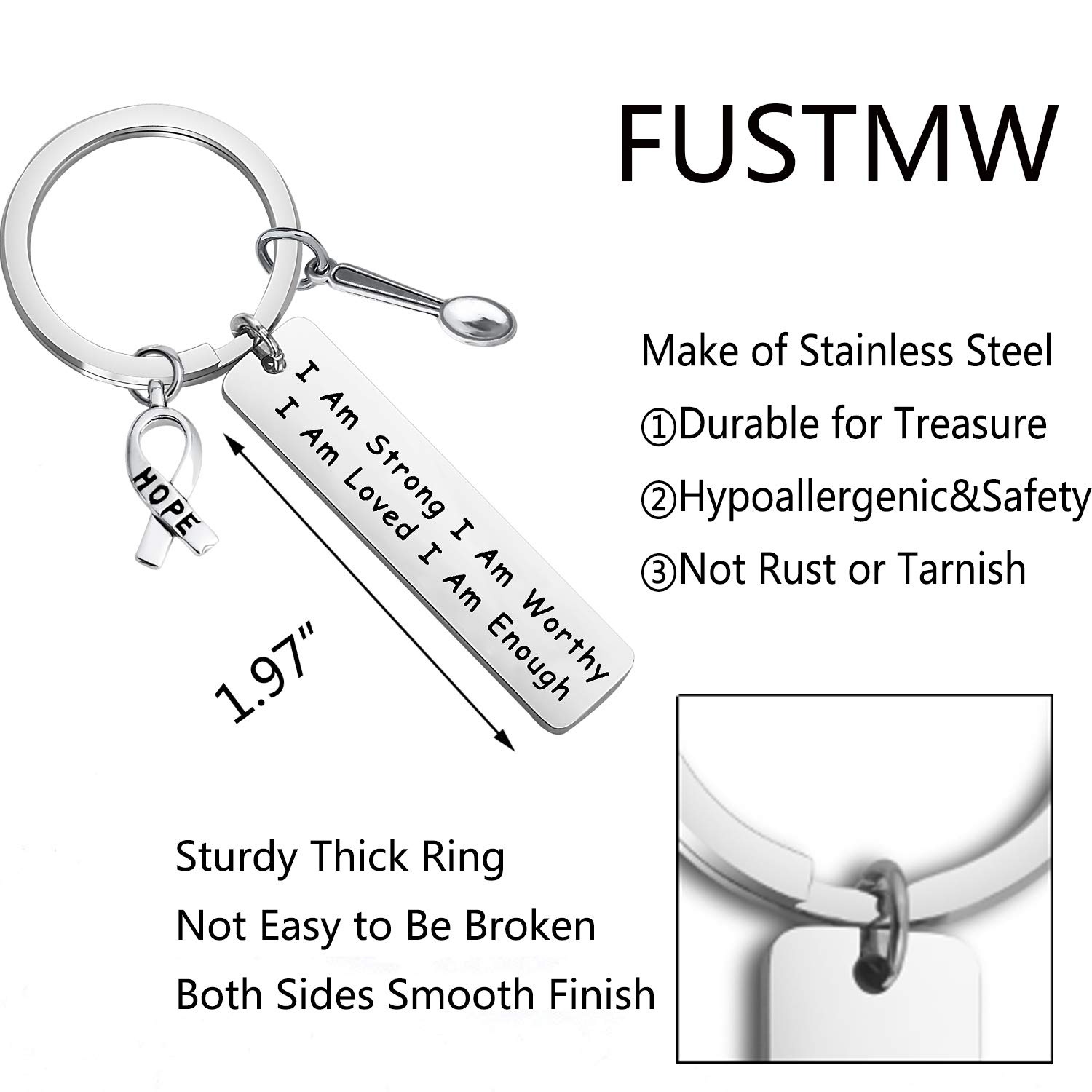 FUSTMW Spoon Theory Keychain Spoonie Gift Fibromyalgia Awareness Gifts