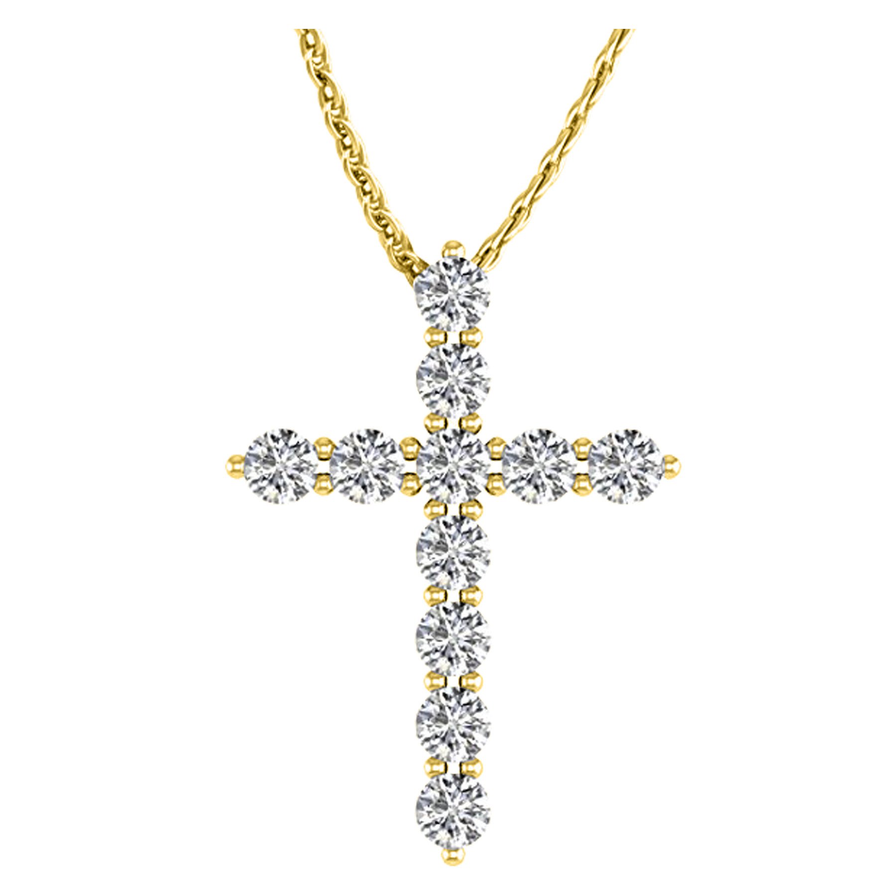 Houston Diamond District 1 1/2 Carat Total Weight 14K Yellow Gold Diamond Cross Ultra Premium Collection