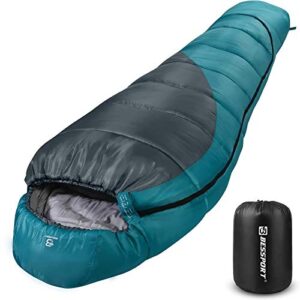 bessport mummy sleeping bag | 15-45 ℉ extreme 3-4 season sleeping bag for adults cold weather– warm and washable, for hiking traveling & outdoor activities