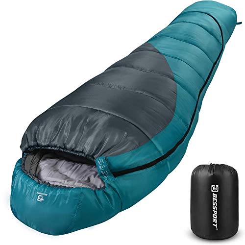 Bessport Mummy Sleeping Bag | 15-45 ℉ Extreme 3-4 Season Sleeping Bag for Adults Cold Weather– Warm and Washable, for Hiking Traveling & Outdoor Activities