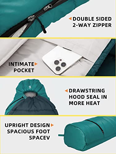 Bessport Mummy Sleeping Bag | 15-45 ℉ Extreme 3-4 Season Sleeping Bag for Adults Cold Weather– Warm and Washable, for Hiking Traveling & Outdoor Activities