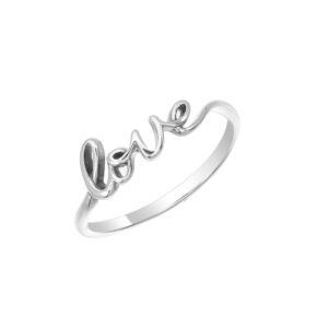 boma jewelry sterling silver love script ring, size 9