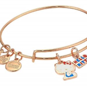 Alex and Ani Hello Kitty Duo Charm Bangle Bracelet Shiny Rose Gold One Size