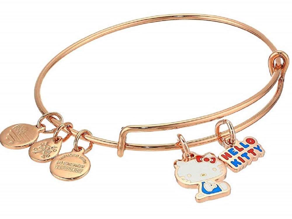 Alex and Ani Hello Kitty Duo Charm Bangle Bracelet Shiny Rose Gold One Size