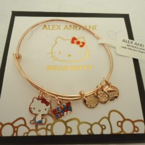 Alex and Ani Hello Kitty Duo Charm Bangle Bracelet Shiny Rose Gold One Size